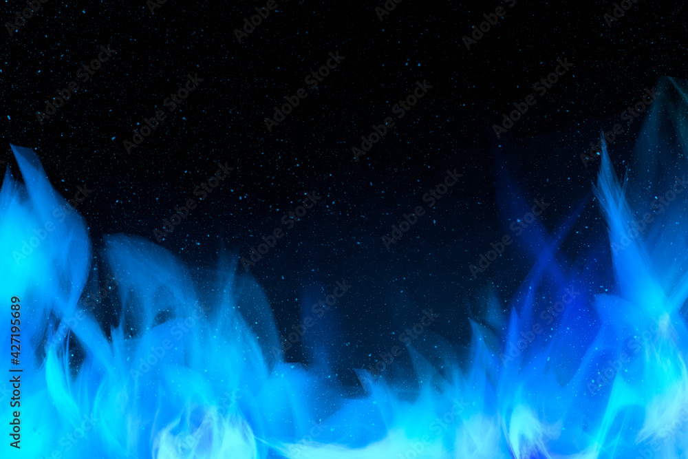 3D burning blue fire flame border Stock Illustration | Adobe Stock