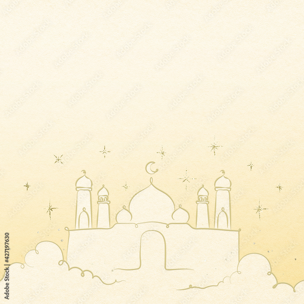 Yellow background with Islamic architecture Stock Illustration | Adobe ...