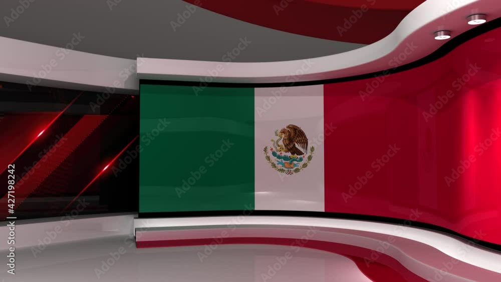 TV studio. Mexico. Mexican flag. News studio. Loop animation ...