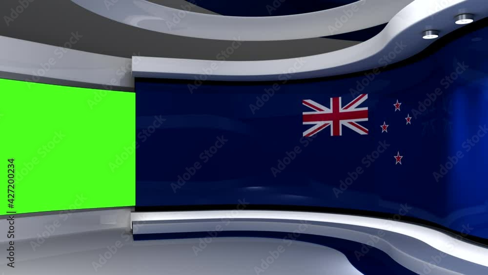 Australia. Australian flag. Green screen. TV studio. News studio. Loop ...