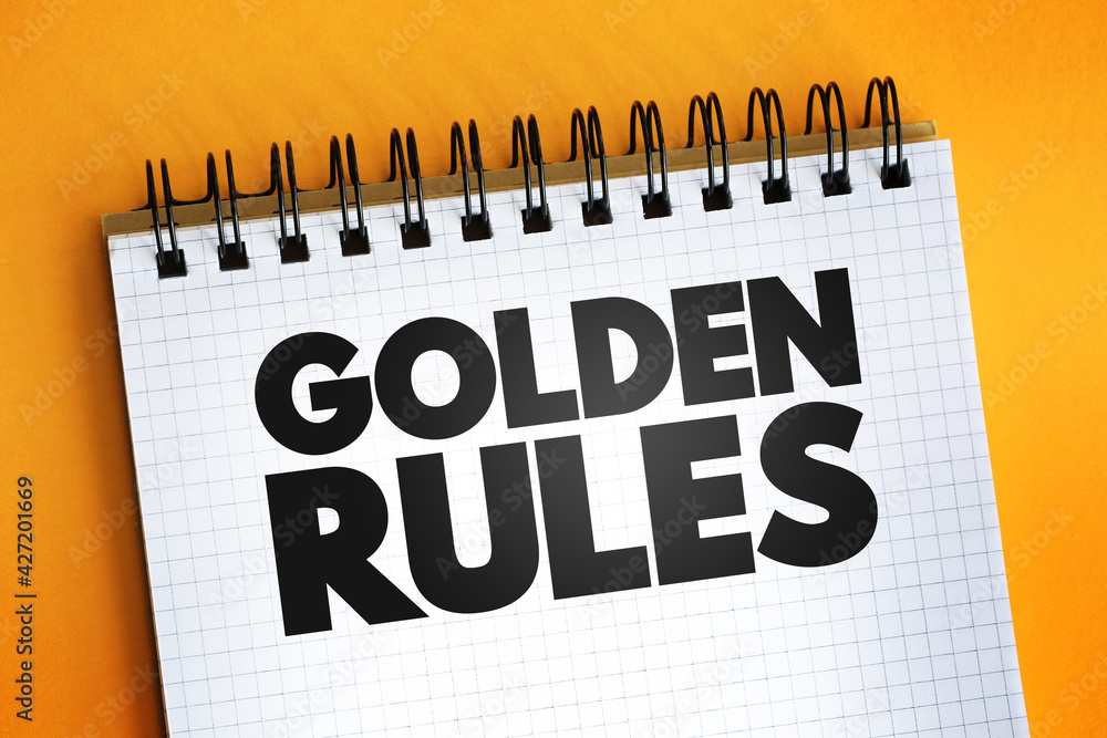 Golden Rules text quote on notepad, concept background. Stock Photo ...