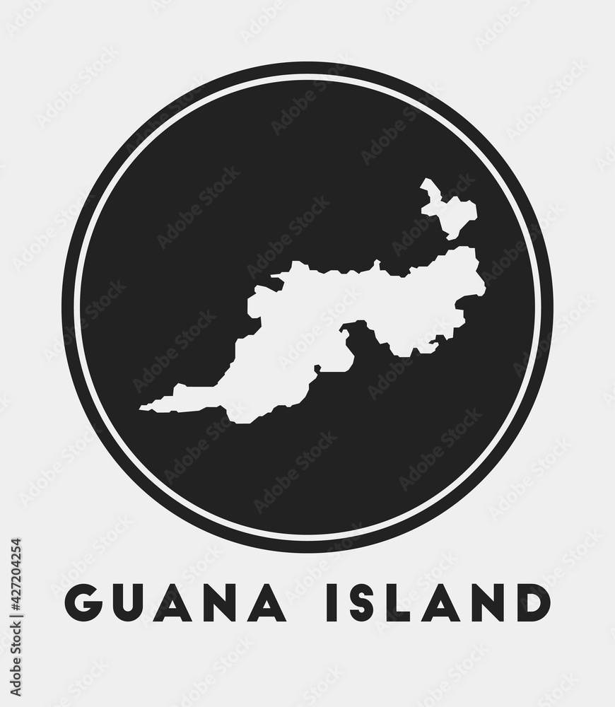 Guana Island icon. Round logo with island map and title. Stylish Guana ...