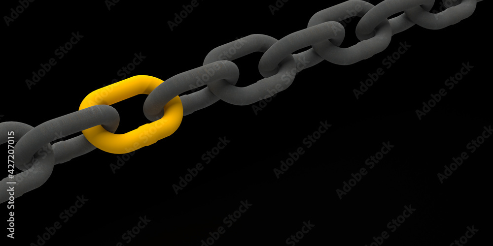 3D rendered chain concept: Horizontal composition with clipping path on ...