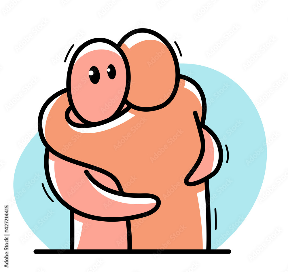 Two People Hugging Cartoon | Cartoon illustration two friends hugging ...