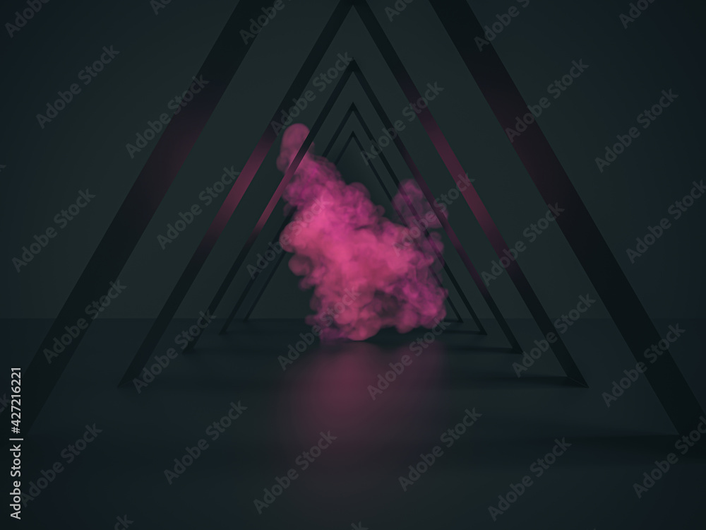 Abstract black stage backdrop with pink smoke. 3d rendering. Stock ...