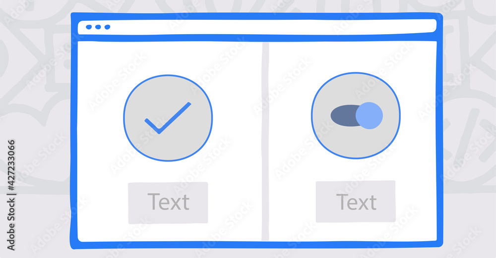 Vector image of the browser window. The enable and disable buttons ...