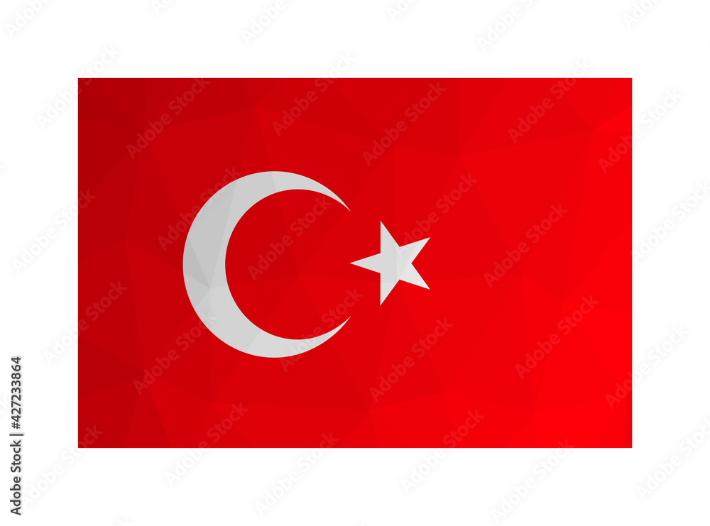 Vector isolated illustration. National Turkish flag with white star and ...