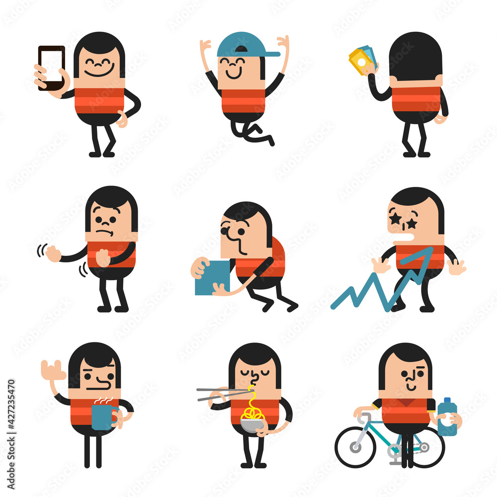 Set of human character poses, Happy business man characters poses ...