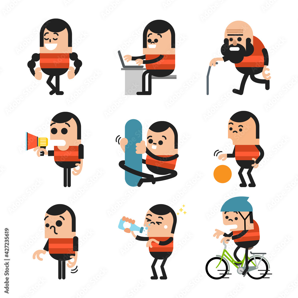 Set of human character poses, Happy business man characters poses ...
