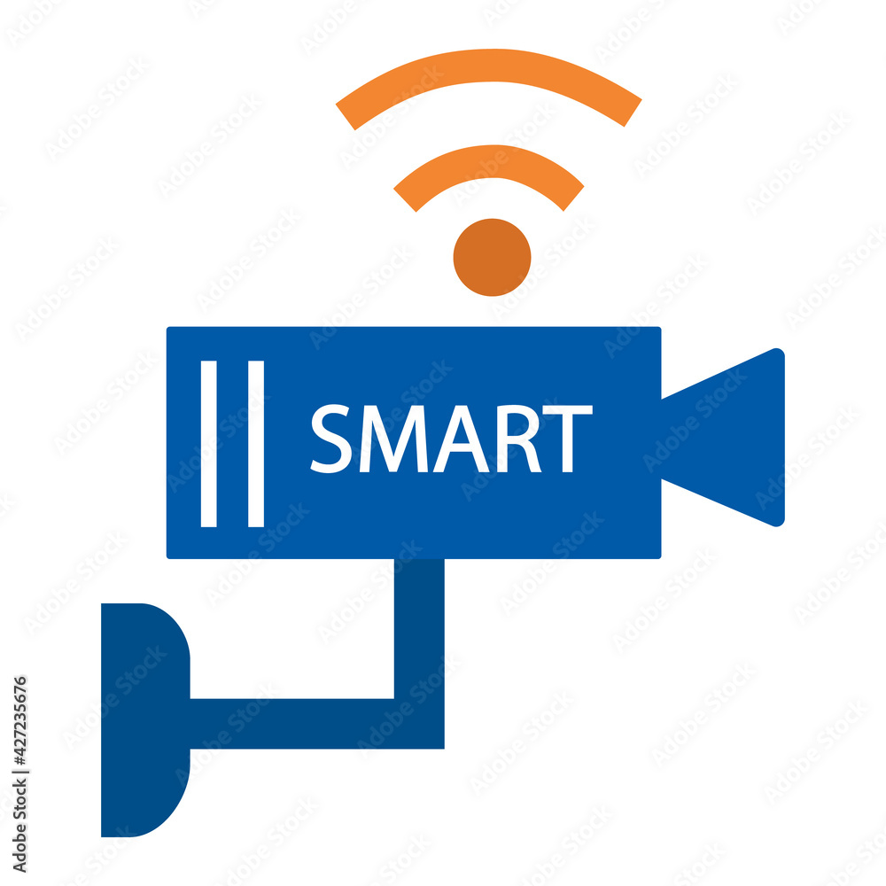 Flat smart cctv camera icon vector isolated on white background. A ...