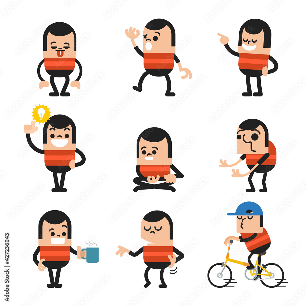 Set of human character poses, Happy business man characters poses ...