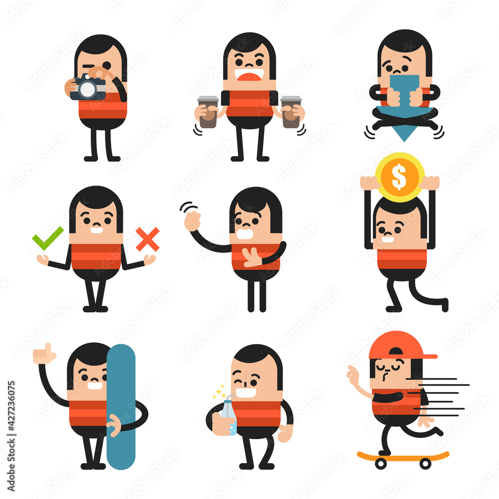 Set of human character poses, Happy business man characters poses ...