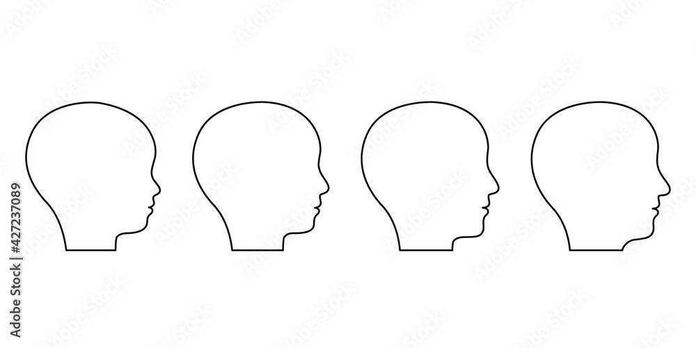 Age stages from child to adult old man, face silhouette profile ...