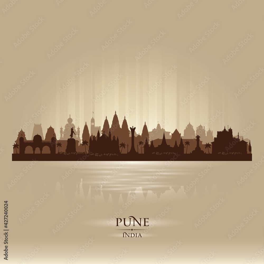 Pune India city skyline vector silhouette Stock Vector | Adobe Stock