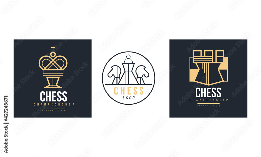 Chess Championship Logo Design Set, Retro Classic Badges, Emblem of ...