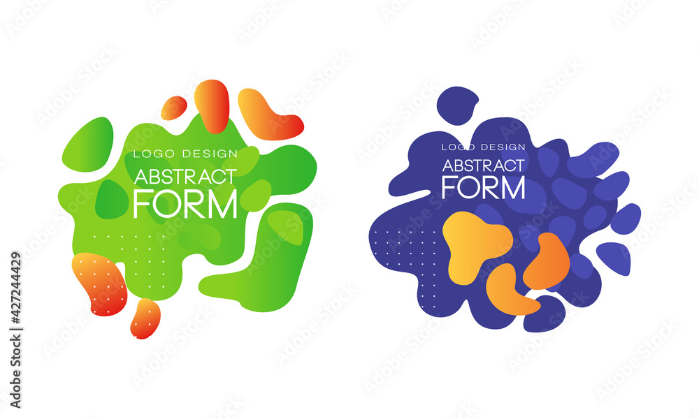 Abstract Form Logo Design Set, Modern Bright Dinamic Shapes, Splash ...