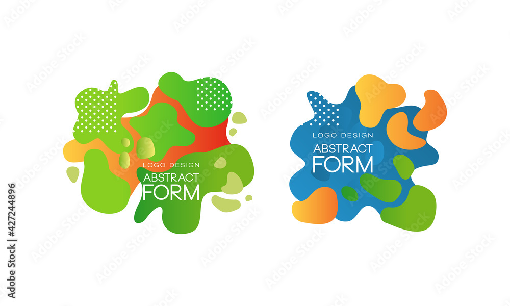 Abstract Form Logo Design Set, Bright Dinamic Shapes, Modern Splash ...