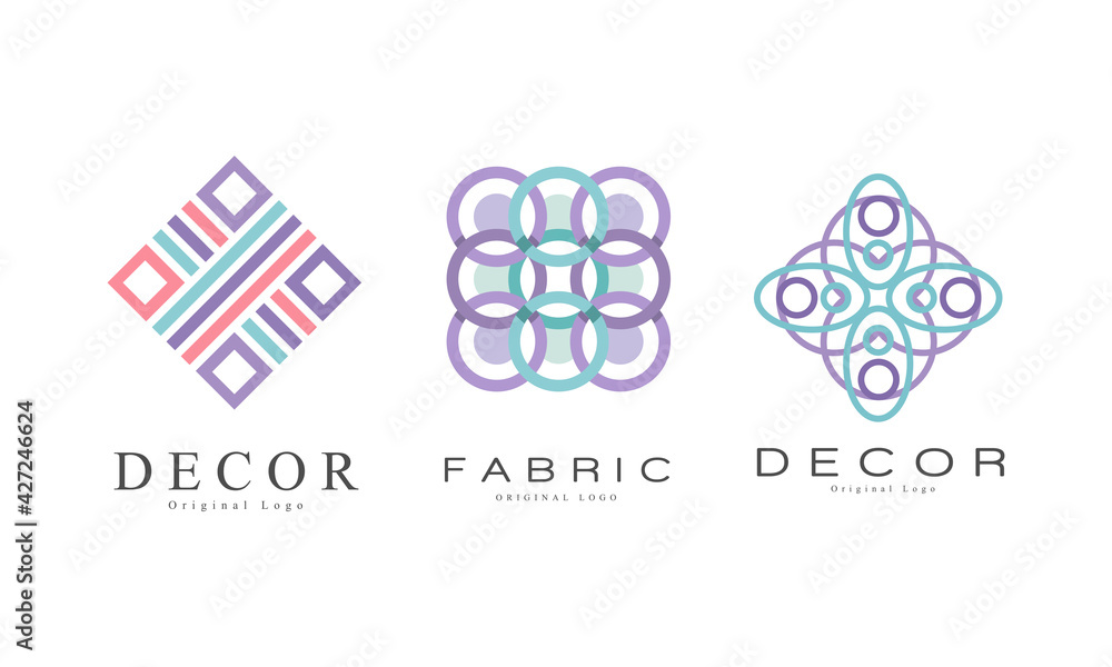 Decor Logo Design Set, Textile Business Logo Identity Labels, Tailor ...