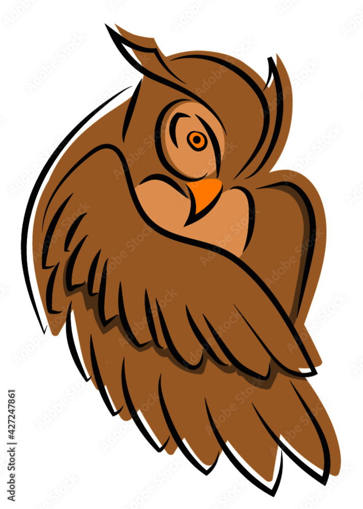 Eule Owl Kontur Zeichnung Vektor Grafik Illustration vector de Stock ...