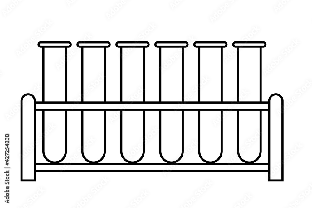 6 test tubes rack outline icon. Clipart image isolated on white ...