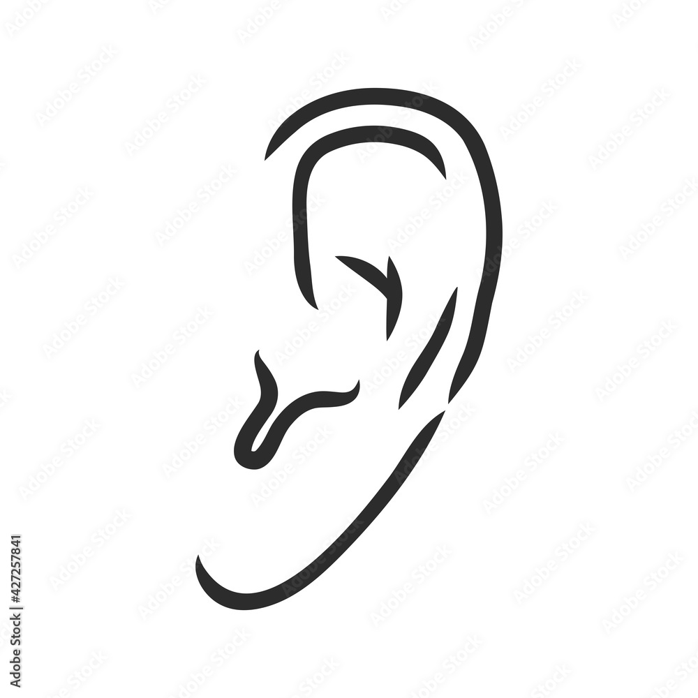 Drawing human ear ear vector sketch on a white background Stock Vector ...