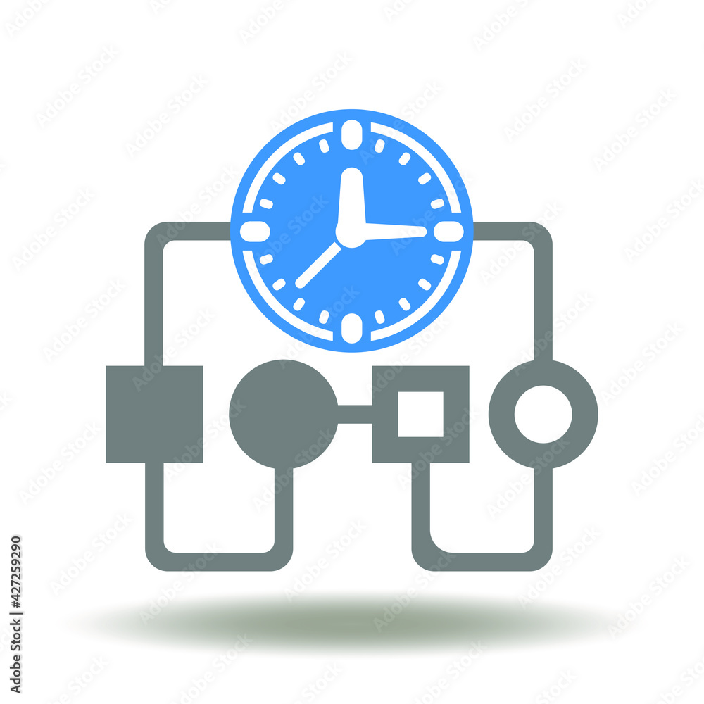 Flowchart with clock vector icon. Agile Software Development Plan ...