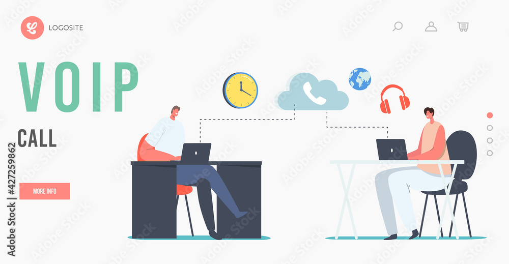 VOIP Technology, Voice over IP Telecommunication Landing Page Template ...