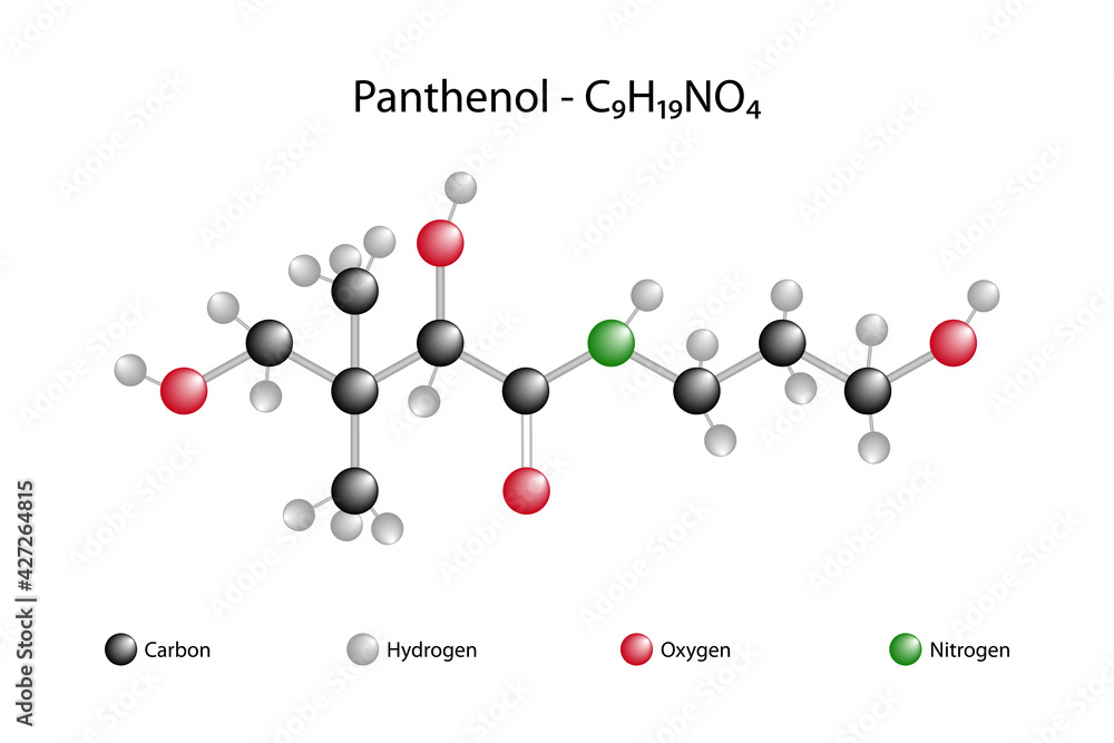 Molecular formula and chemical structure of panthenol. Stock Vector ...