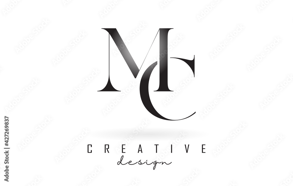 MC m c letter design logo logotype concept with serif font and elegant ...
