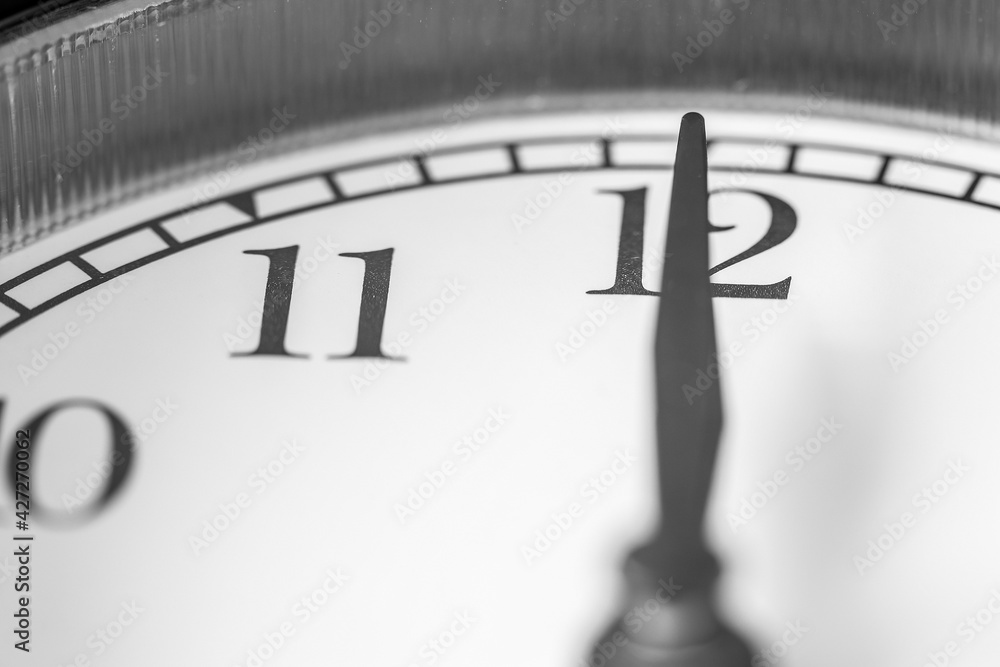 Twelve o'clock on clock face Stock Photo | Adobe Stock