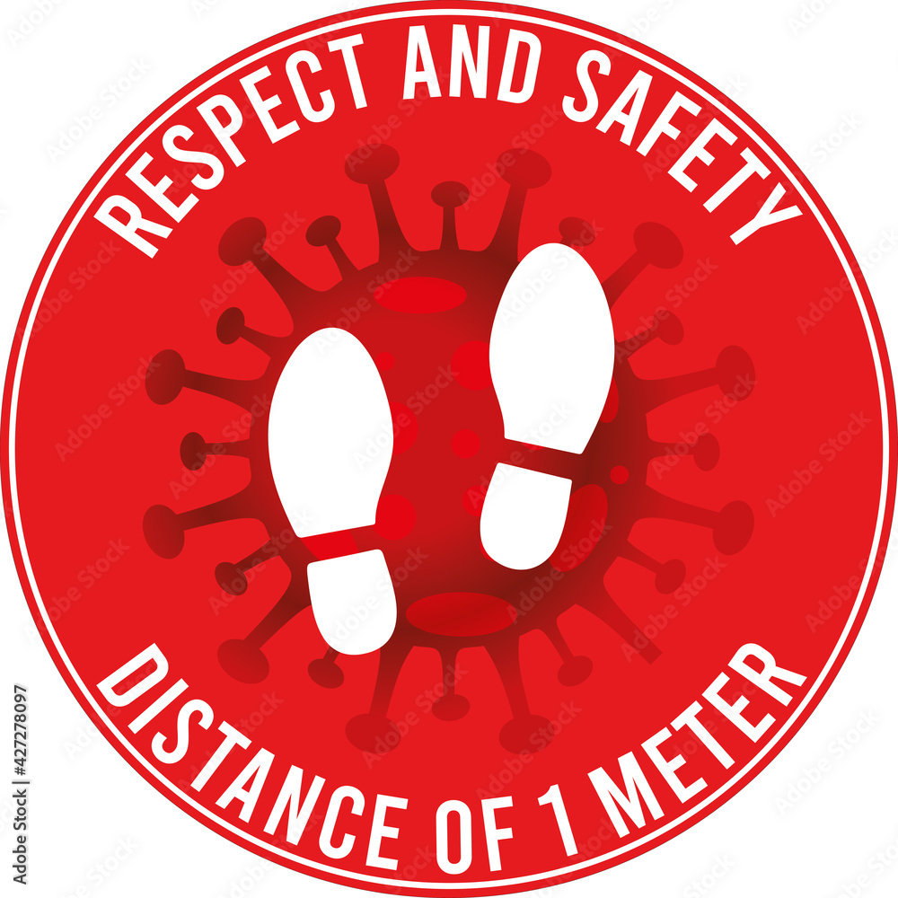 poster for the respect and the safety distance of minimum 1 meter in ...