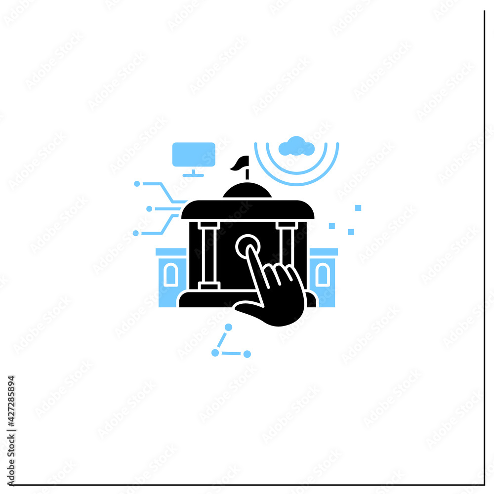 Electronic government glyph icon. Modern technologies. Digitalization ...