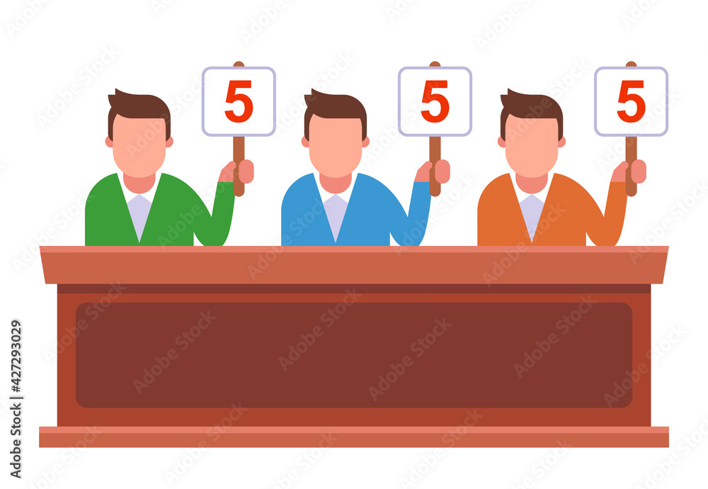 competition where the jury raises the signs and gives marks. flat ...