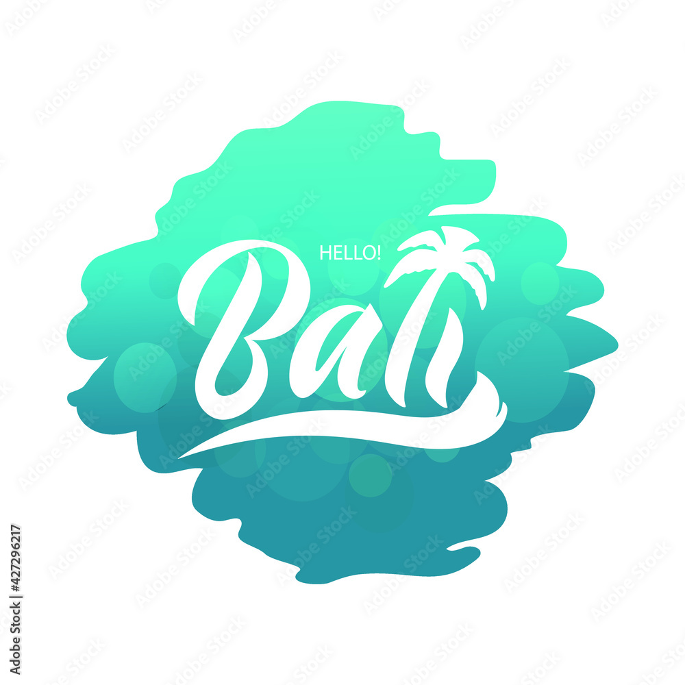 Hello Bali handwritten text on abstract blue background, vector ...