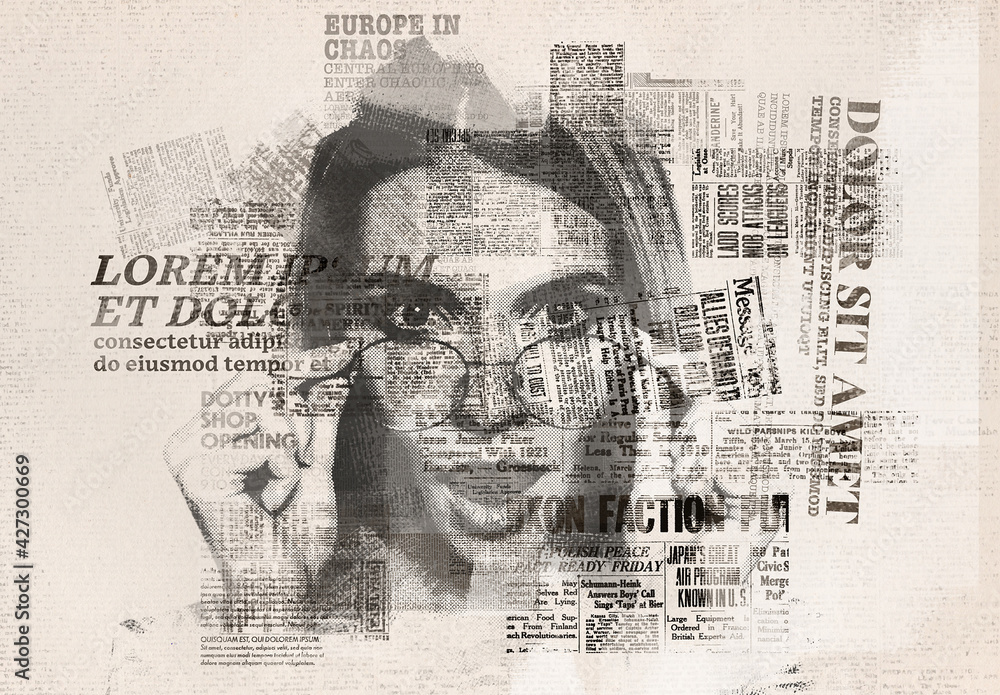 Sketch Newspaper Portrait art Effect Stock Template | Adobe Stock