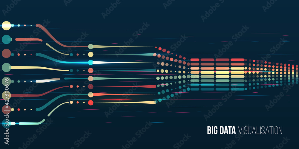 Abstract stream information with circle and lines binary code ...