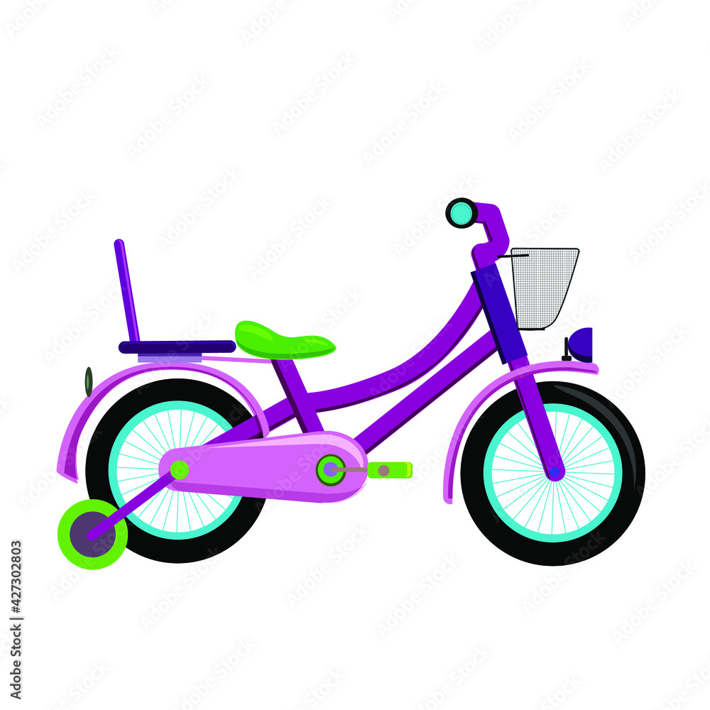 Bike kids icon. Bicycle colorful symbol. violet child bike sign. Vector ...