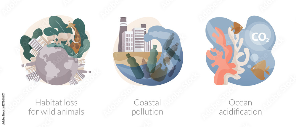 Environmental change abstract concept vector illustrations. Stock ...