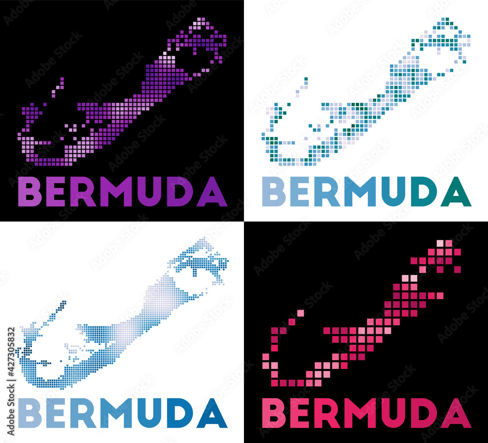 Bermuda map. Collection of map of Bermuda in dotted style. Borders of ...