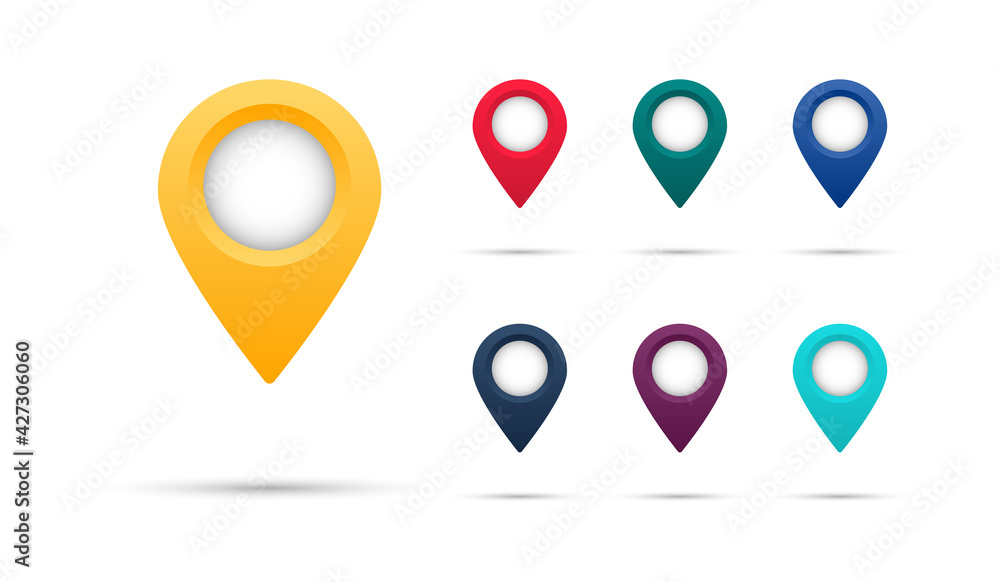 Vetor de Set of colorful map pointer. Map pins, markers. Location icons for map. Vector ...