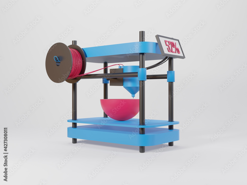 3D printing machine makes the 3D prototype model by resin material ...