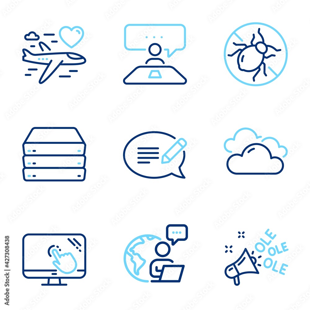 Business icons set. Included icon as Cloudy weather, Servers, Touch ...