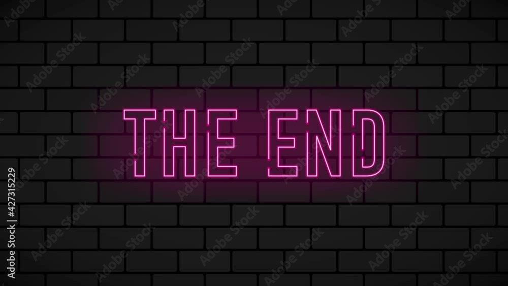 Video Stock The end red neon sign. Vintage movie ending neon frame on ...