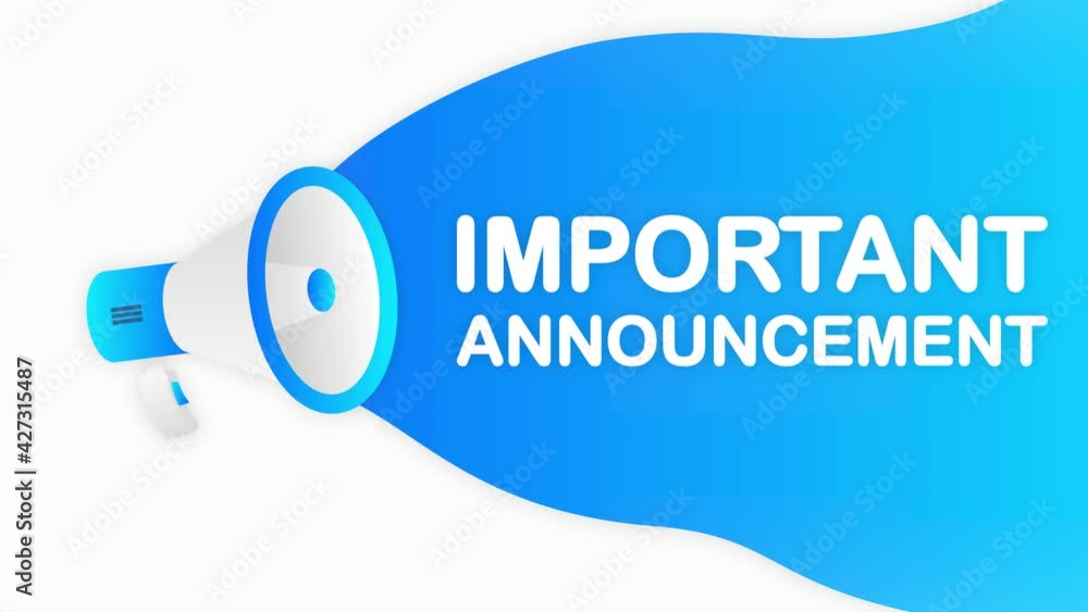 Megaphone IMPORTANT ANNOUNCEMENT countdown template with blue objects ...