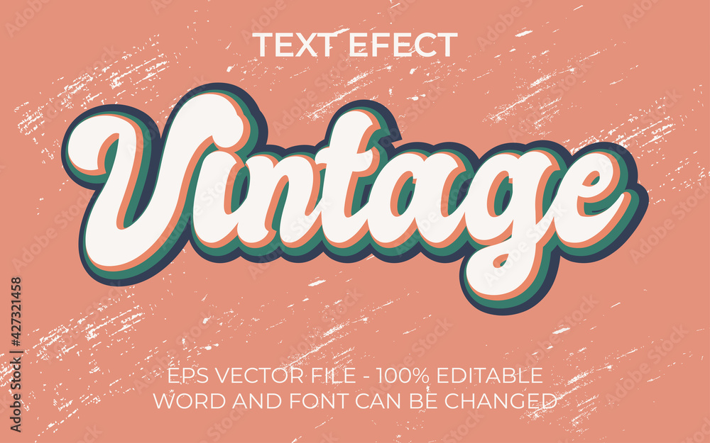 Vintage retro style text effect, editable word and font. Stock Vector ...