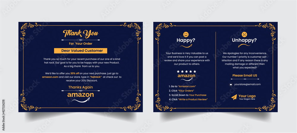 Modern creative luxurious amazon thank you card print ready premium ...