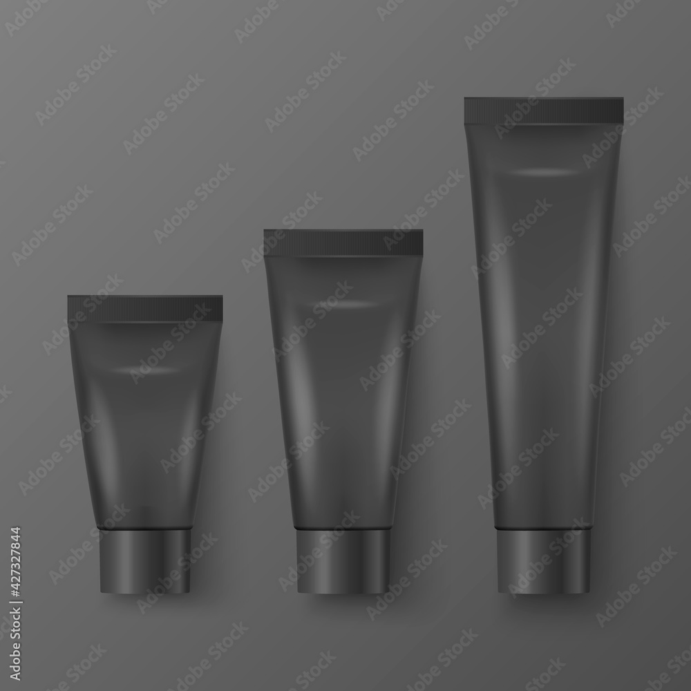 Vector 3d Realistic Plastic, Metal Black Tooth Paste, Cream Tube ...