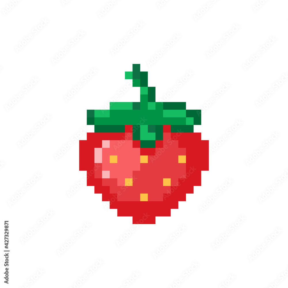 Pixel strawberry illustration. Isolated pixel art strawberry icon ...