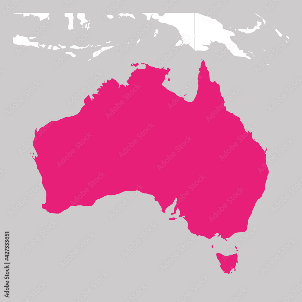 Vetor de Map of Australia pink highlighted with neighbor countries do ...