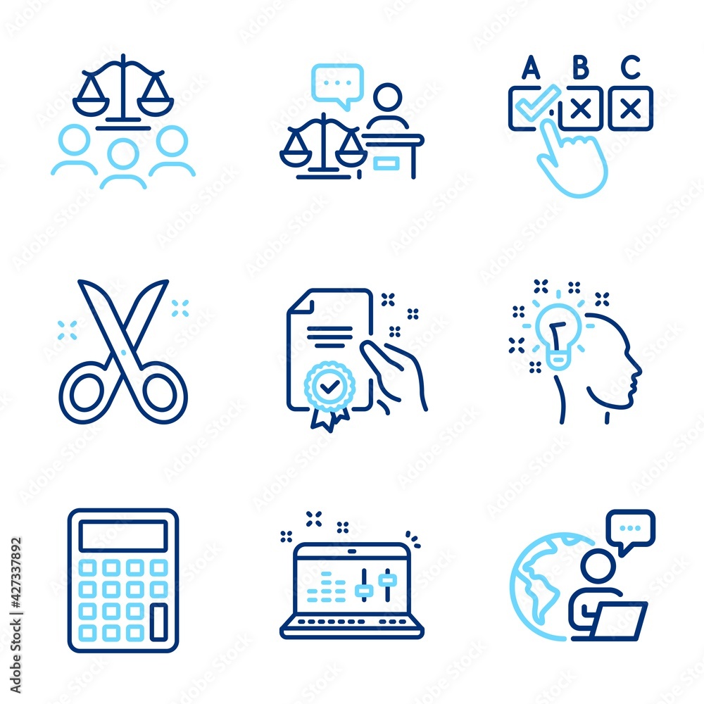 Education icons set. Included icon as Correct checkbox, Certificate ...